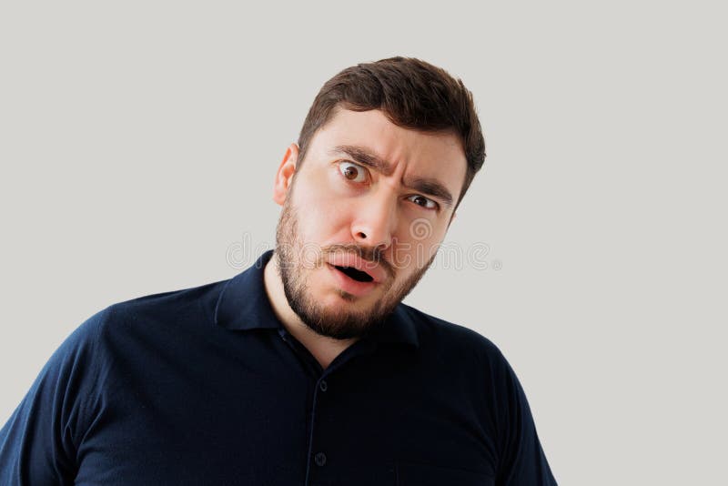 Bearded Young Man is Surprised and Dumbfounded Stock Image - Image of ...