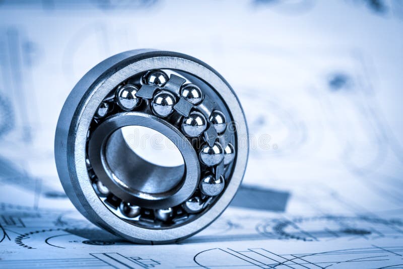 Bearing in a blue toning stock image. Image of drafting - 71681647