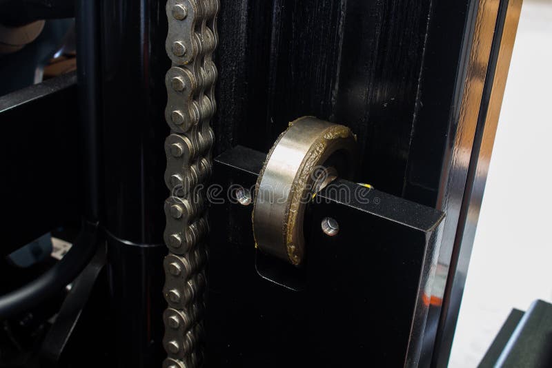 The Bearing Sliding Roller in Forklifts Stock Image - Image of steel ...
