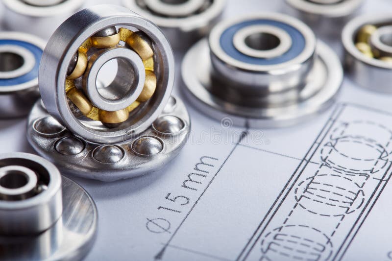 Bearings of Different Types, Micrometer, Caliper and Ruler on the ...