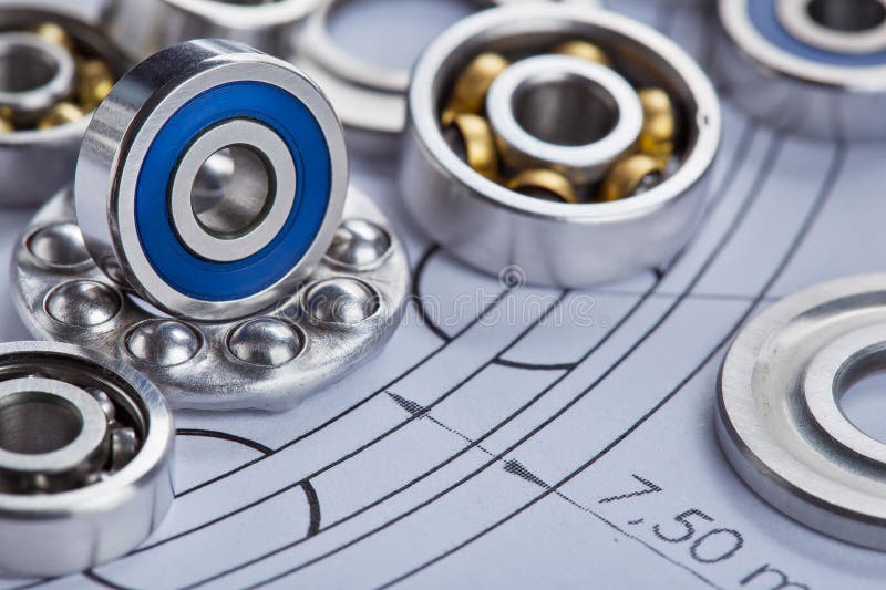 Bearings of Different Types, Micrometer, Caliper and Ruler on the ...