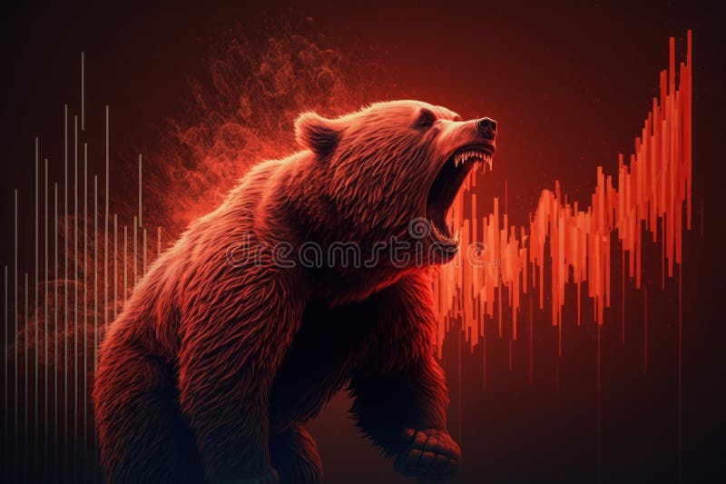 Bearish Stock Market Concept. Angry Bear with Graph Background ...