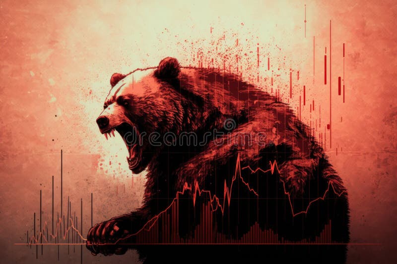 Bearish Stock Market Concept. Angry Bear with Graph Background ...