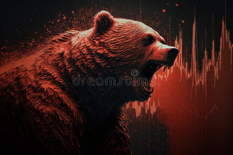 Bearish Stock Market Concept. Angry Bear with Graph Background ...