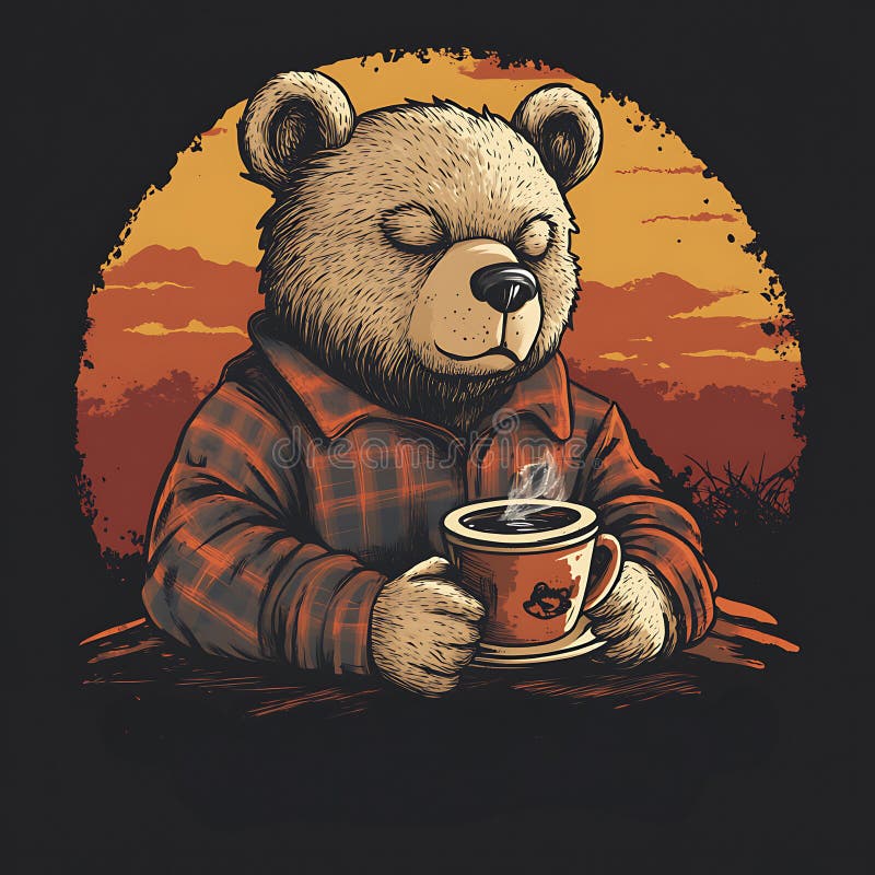Bearly Awake Retro Pajama Bear Illustration Stock Image - Image of ...