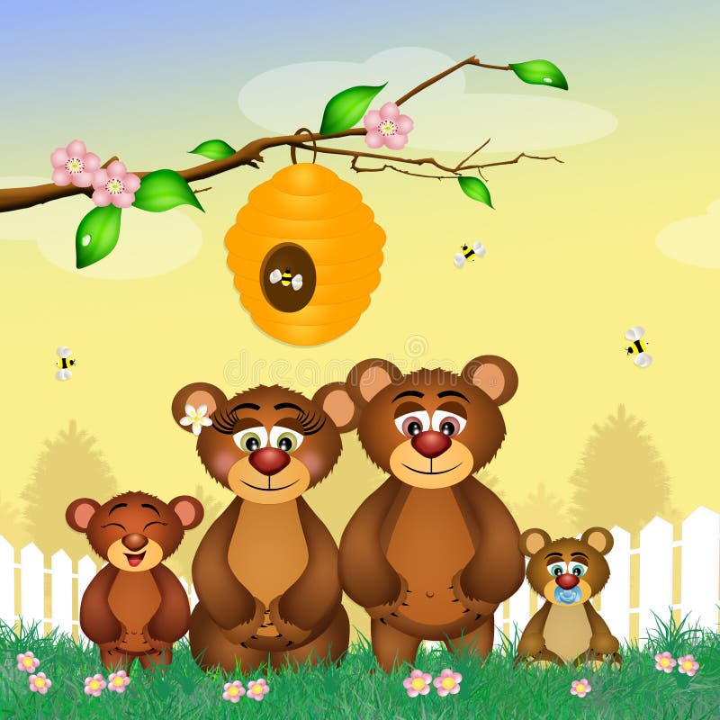 Bears and bees stock illustration. Illustration of bees - 55020688
