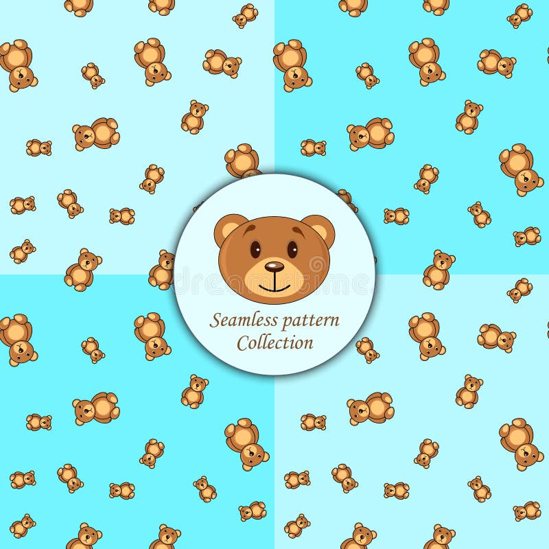 Bears Brown Set of Seamless Pattern Different Colors Stock Illustration ...