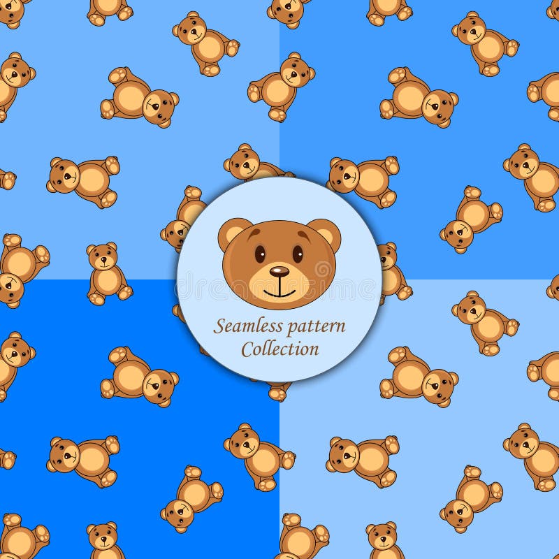 Bears Brown Set of Seamless Pattern Different Colors Stock Illustration ...