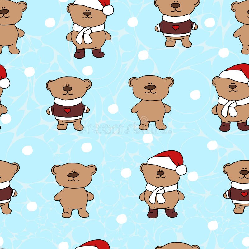 Bears Christmas Seamless Pattern Stock Illustration - Illustration of ...