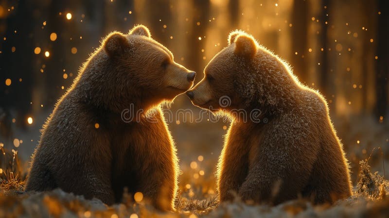 Bears Couple in a Romantic Pose Stock Photo - Image of heart, love: 371056388
