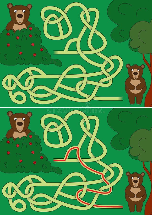 Bears maze stock vector. Illustration of mother, bear - 181380630