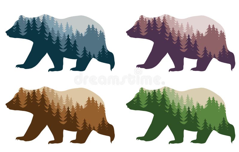 Bears set stock vector. Illustration of pattern, stylized - 100905155
