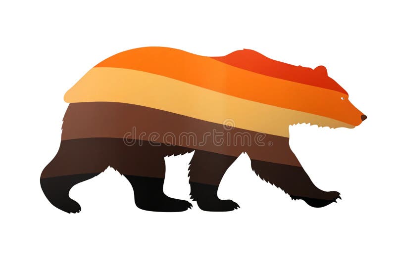 Bears Silhouette with Color of Bear Pride Flag Isolated on White ...