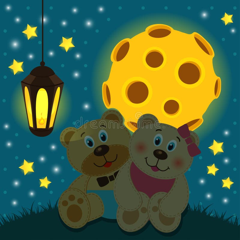 Bears under the moon stock vector. Illustration of dark - 34965688