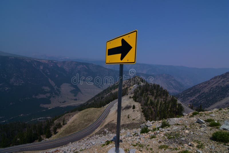 Beartooth Highway Montana Turn Sign at the Switchback Stock Image ...