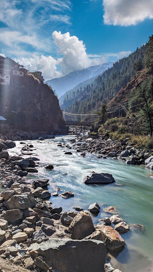 Beas river in north india stock image. Image of rock - 273928529