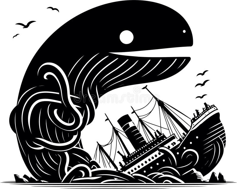 Leviathan Wrapped Around Shipwreck, Facing Distant Leviathan, Dramatic ...