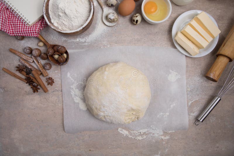 Beat Flour and Kitchen Utensils, a Baking Dish, a Rolling Pin with Eggs ...