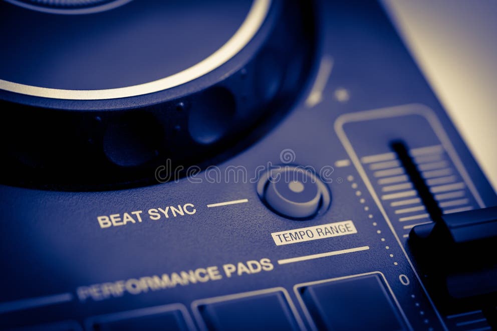 Beat Sync Button on a Digital DJ Controller Closed Up Stock Photo ...