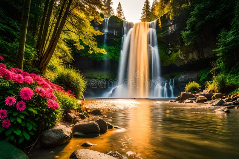 Beatiful Breathtaking Waterfall,-Perfect Waterfall in Jungle and Sun ...