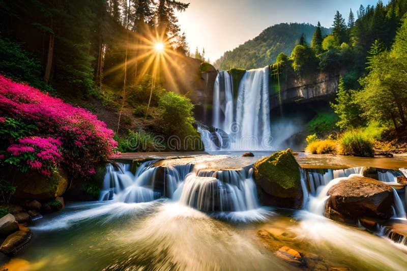 Beatiful Breathtaking Waterfall,-Perfect Waterfall in Jungle and Sun ...