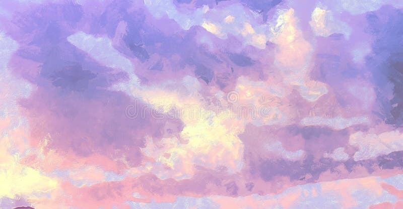 Beatiful Sky with Clouds Expressive Painting with Pastel Chalk Stock ...