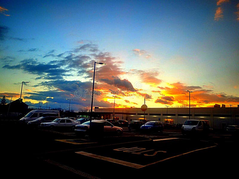 Beatiful Sunset on a Parking Stock Image - Image of sunlight, night ...