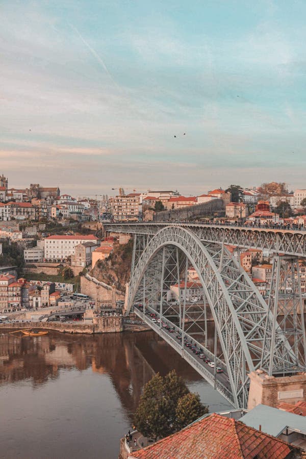 Porto Bridge with sky view stock image. Image of town - 170034613