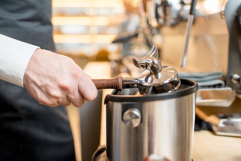 Taking Off a Remains of Coffee Stock Photo - Image of barista, apron ...