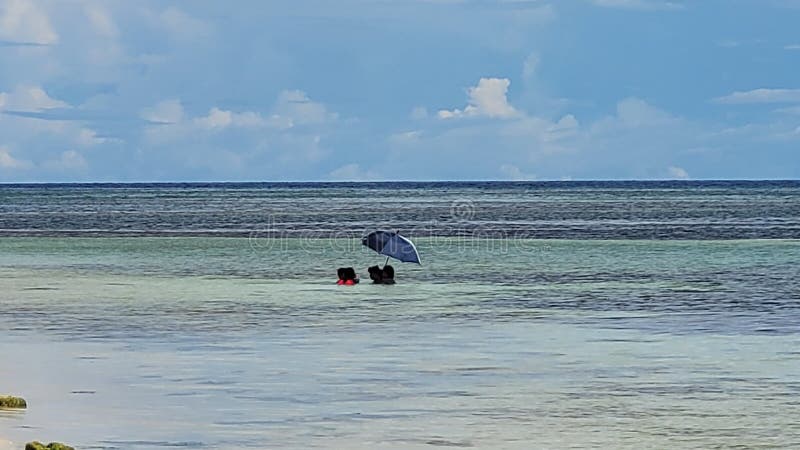 Beating Heat of Sun in the Beach Using Umbrella Stock Photo - Image of ...