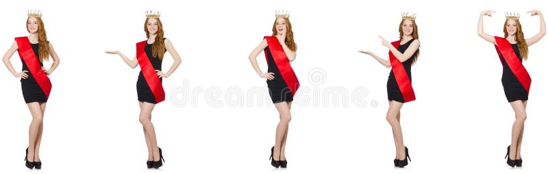 The Beaty Queen at Contest in Black Dress Stock Photo - Image of ...