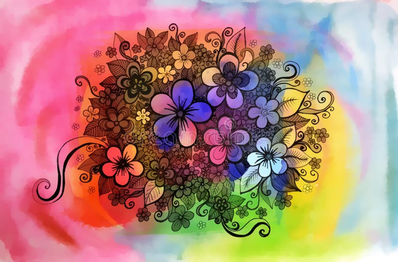 Beau Dessin Graphique Des Fleurs Illustration Stock - Illustration du ...