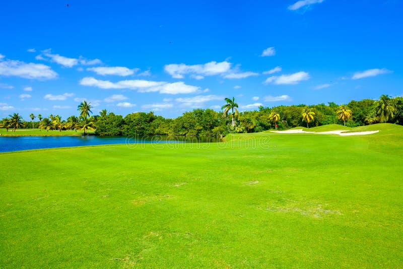 Beau terrain de golf image stock. Image du fairway, vert - 15015943