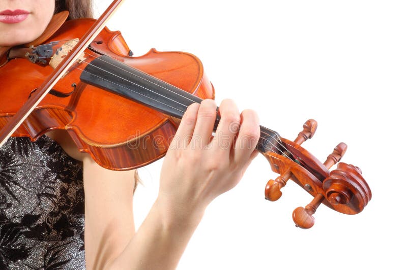 Femme De Violoniste De Musicien Jouant Sur Le Violon Image stock ...