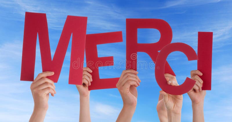 Beaucoup De Mains Tenant Un Merci Rouge Image stock - Image du ...