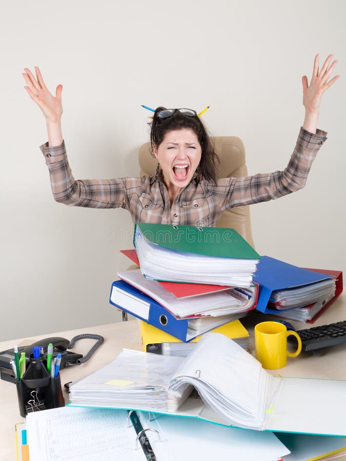 Beaucoup De Travail Pour Le Commis Dans Le Bureau Photo stock - Image ...