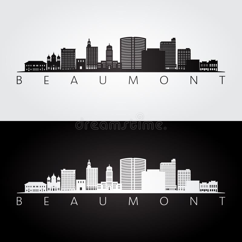 Beaumont TX Skyline and Landmarks Silhouette Stock Vector ...