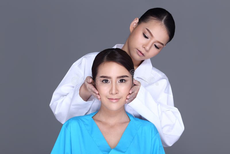 Beautician Doctor Check Diagnose Face Structure Patient before P Stock ...
