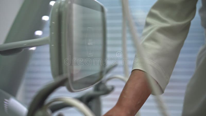 Beautician Preparing Mesotherapy Device for Beauty Treatment, Adjusting Apparatus Interacting ...