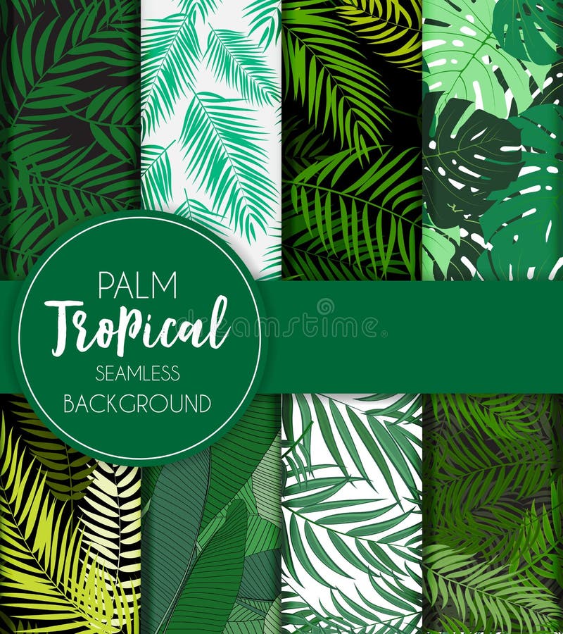 Beautifil Palm Tree Leaf Silhouette Seamless Pattern Background ...