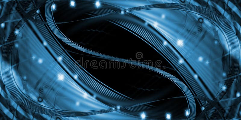 Beautiful Abstract Background. Blue Wavy Elements on a Black Background ...