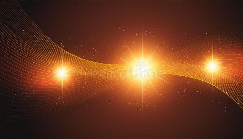 Abstract Background with Golden Lines and Rays. Illustration for Your ...