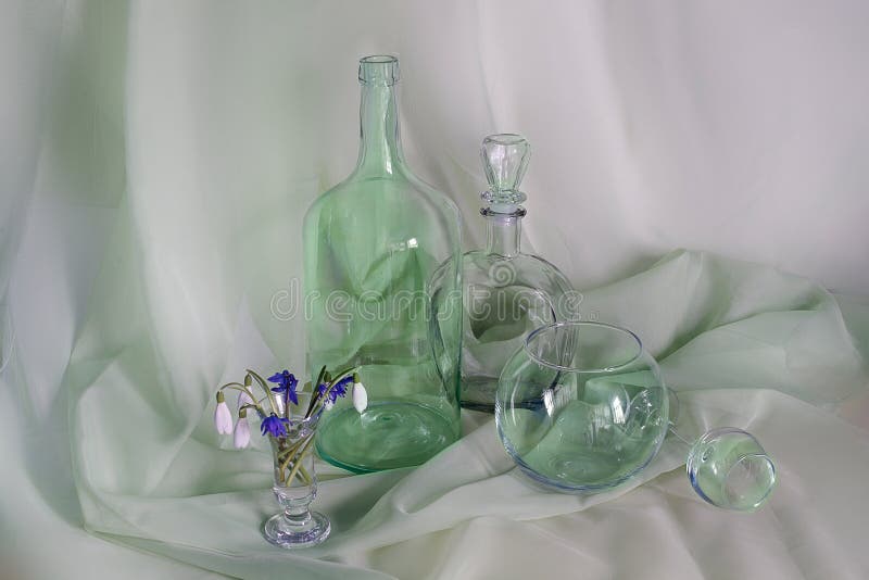 Abstract Background of Glass Objects, Bottles and Vases Stock Photo ...