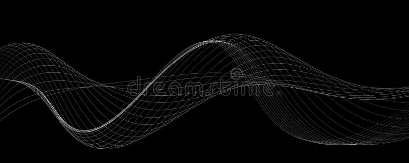 Abstract Black and White Grid Wave Design Stock Illustration ...