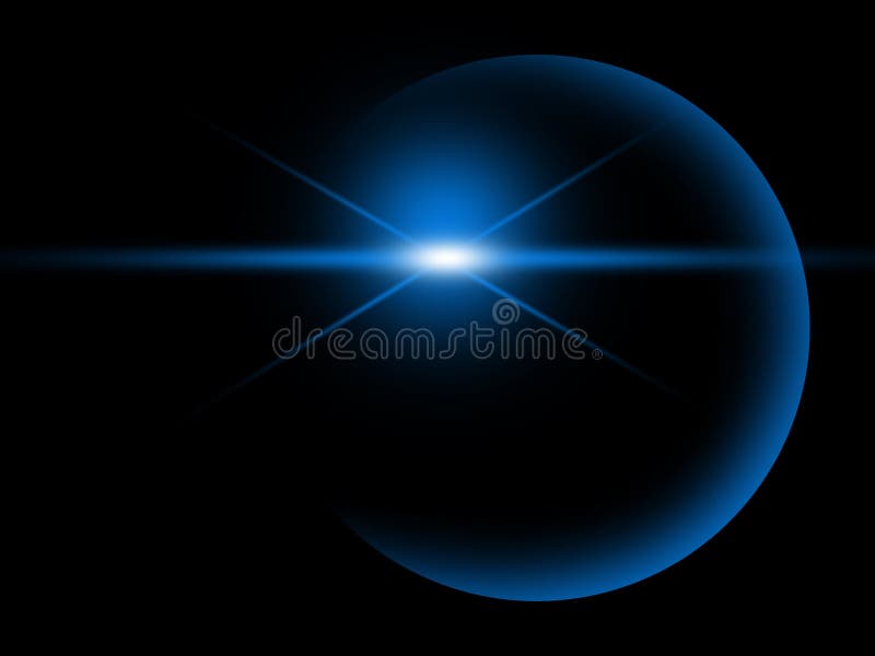 Abstract Blue Planet Light on Black Background Stock Illustration ...