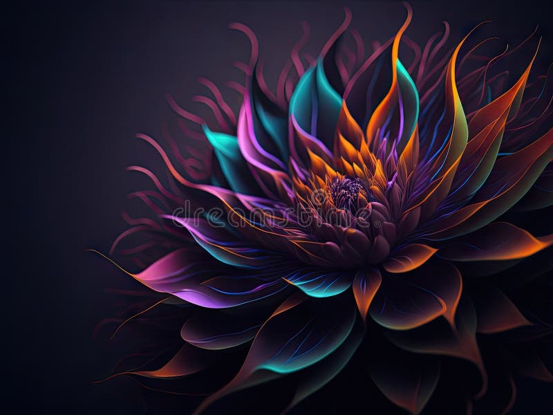 Beautiful Abstract Colorful Flower Design on Black Background. Ai ...