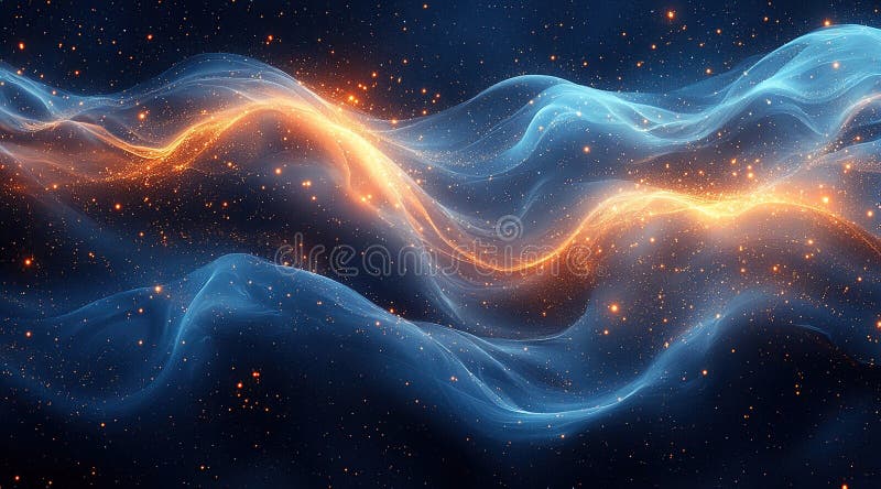 Beautiful Abstract Cosmic Waves with Glowing Particles in Deep Space ...