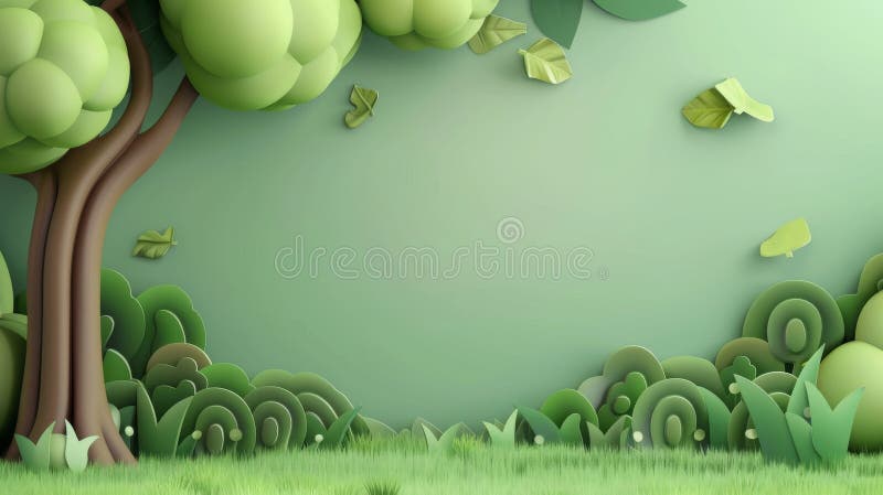Beautiful Abstract 3d Cartoon Tree with Border Frame Stock Illustration ...