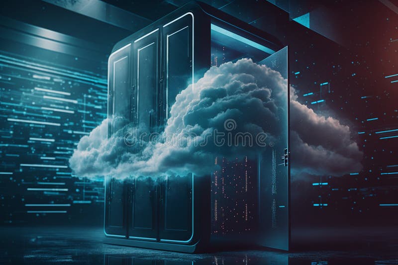 Beautiful Abstract Digital Cloud Data Server with Nebula Dust Concept ...