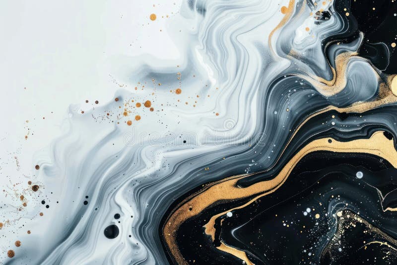 Beautiful Abstract Fluid Art Background Texture. Ink and Gold Mixed ...